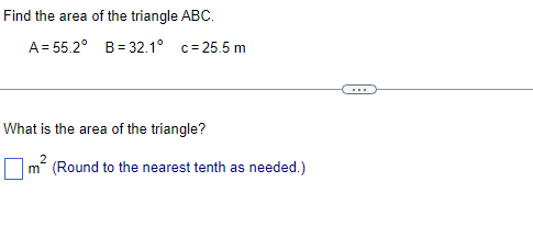 Solved Find the area of the triangle ABC. | Chegg.com