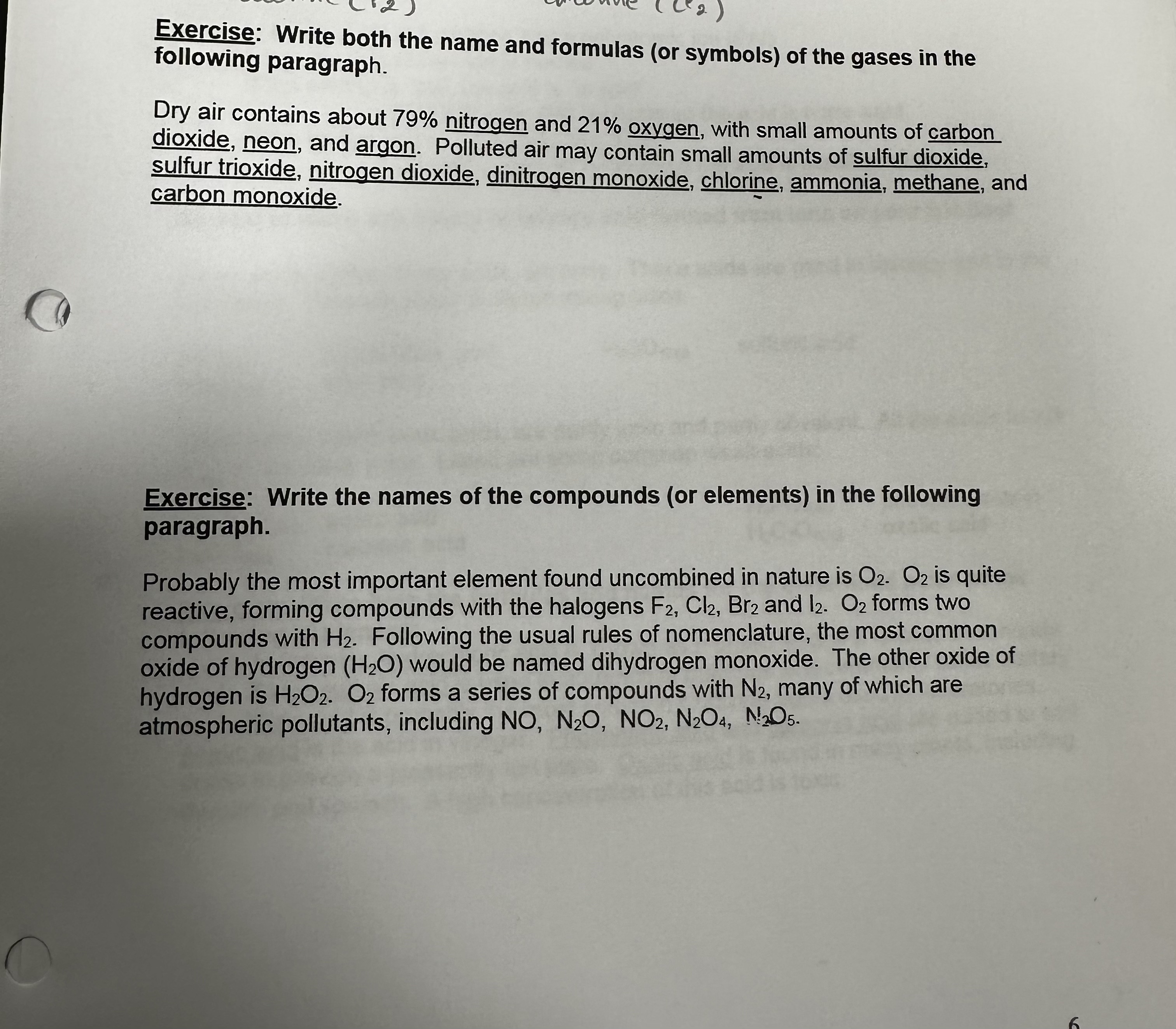 Solved Exercise: Write both the name and formulas (or | Chegg.com