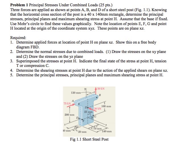 Solved Problem 1 Principal Stresses Under Combined Loads (25 | Chegg.com