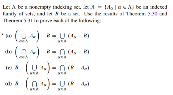 Solved Let Λ be a nonempty indexing set, let A = {Αα |αε Λ} | Chegg.com