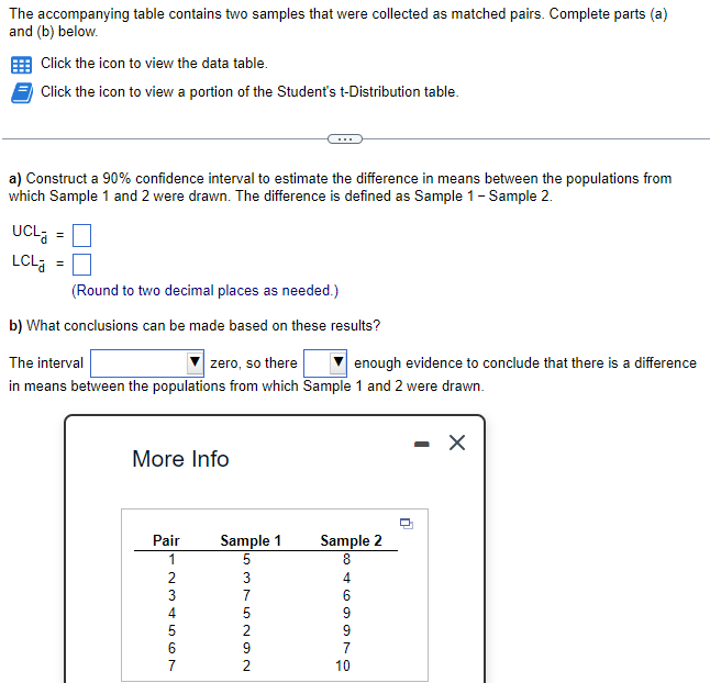 Solved The accompanying table contains two samples that were | Chegg.com