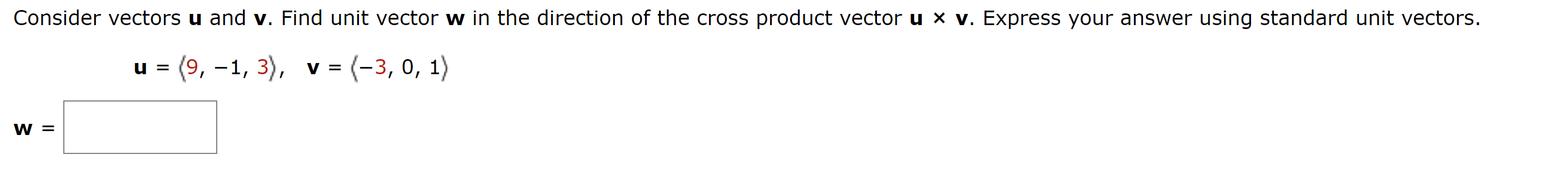 Solved Consider vectors u and v. Find unit vector w in the | Chegg.com