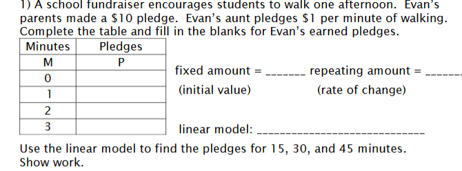 Solved 1) A school fundraiser encourages students to walk | Chegg.com