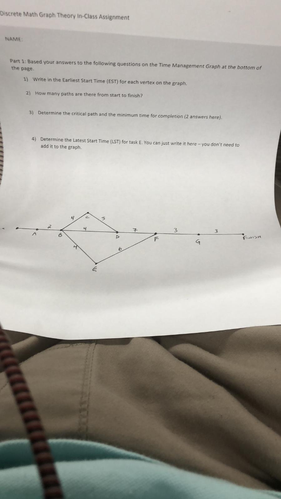 Solved Discrete Math Graph Theory In Class Assignment Name 4818