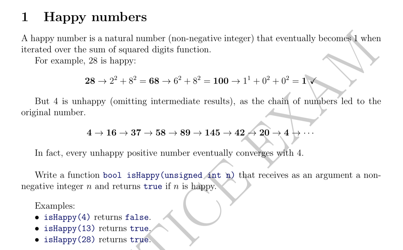 Solved 1 Happy numbers A happy number is a natural number | Chegg.com