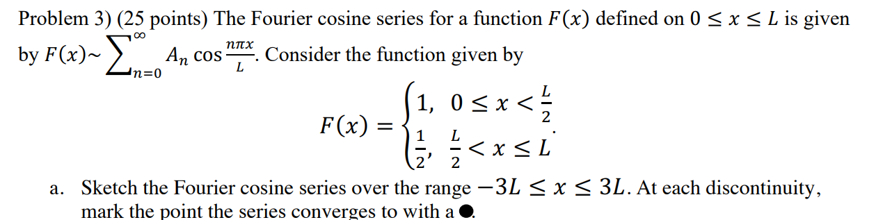 Solved Problem 3) ( 25 points) The Fourier cosine series for | Chegg.com