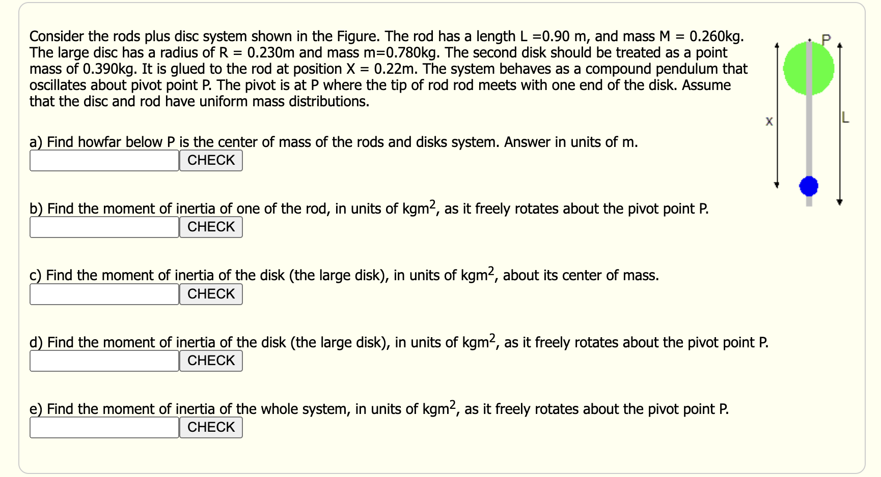 [Solved]: Need help with a to e. Consider the rods plus dis
