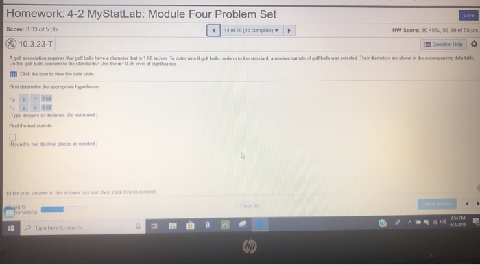 Solved Homework: 4-2 MyStatLab: Module Four Problem Set Save | Chegg.com