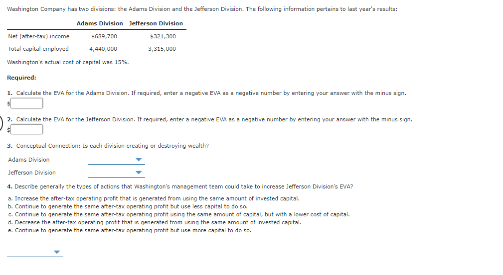 Solved Washington Company has two divisions: the Adams | Chegg.com