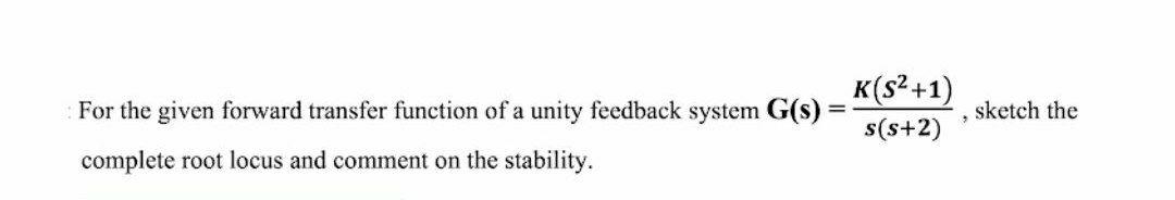 Solved For the given forward transfer function of a unity | Chegg.com