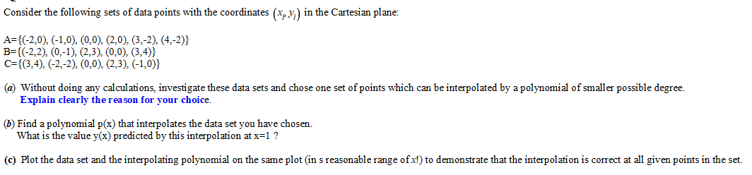 Solved Consider the following sets of data points with the | Chegg.com