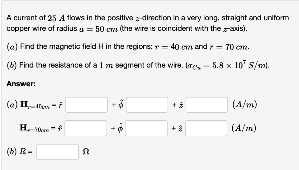 Solved A current of 25 A flows in the positive z-direction | Chegg.com