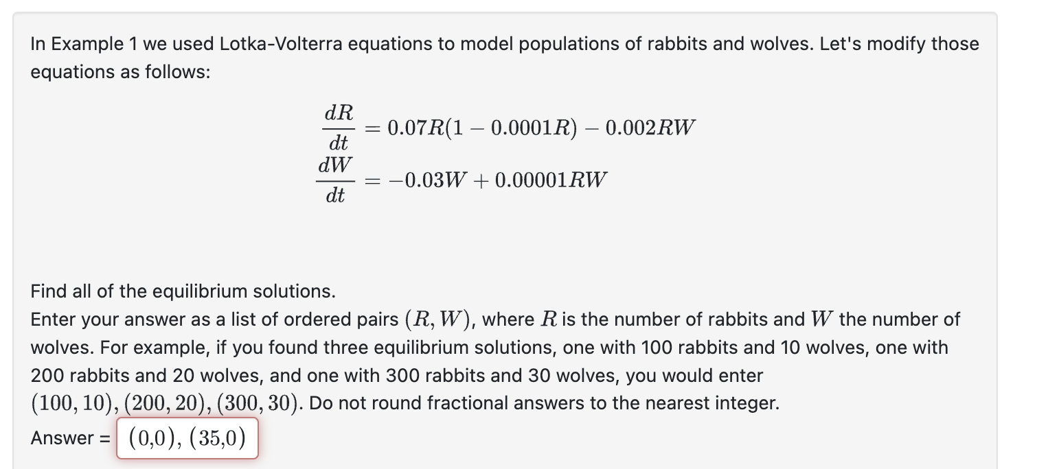 Solved In Example 1 we used Lotka-Volterra equations to | Chegg.com
