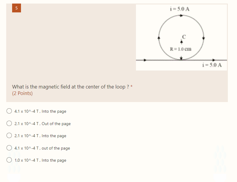 Solved 5 What is the magnetic field at the center of the | Chegg.com