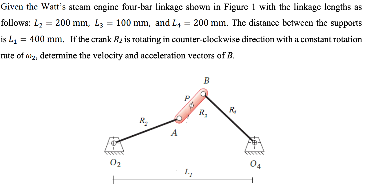 Solved = = = Given the Watt’s steam engine four-bar linkage | Chegg.com
