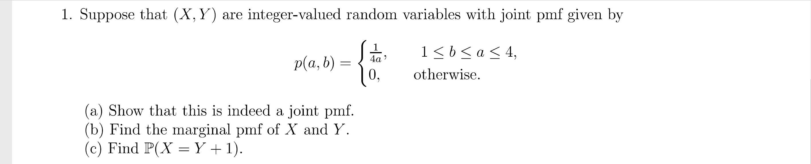 Solved 1. Suppose that (X,Y) are integer-valued random | Chegg.com