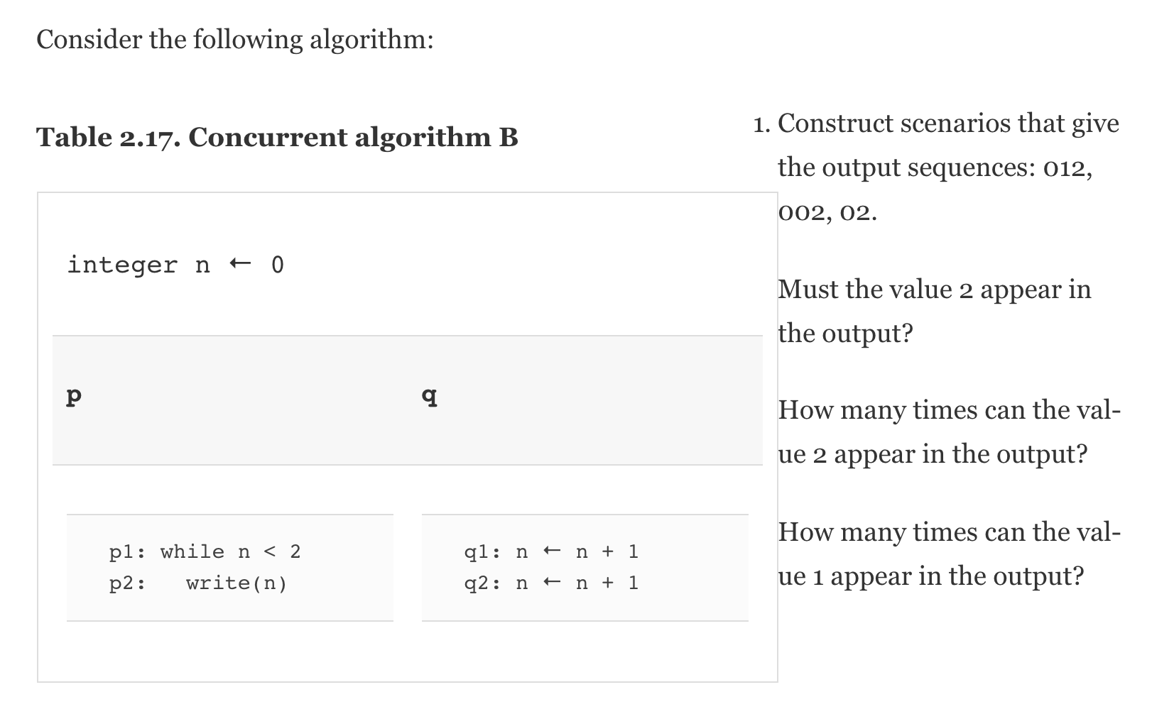 Consider The Following Algorithm Table 217