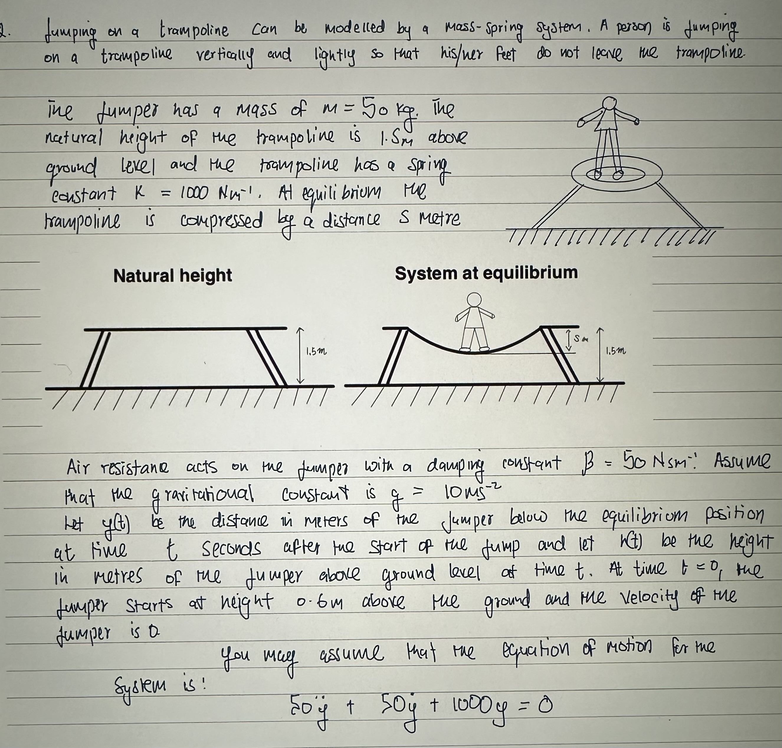 fumping on a trampoline can be modelled by a | Chegg.com