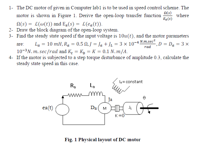 Solved Ea(5) 1- The DC motor of given in Computer labl is to | Chegg.com