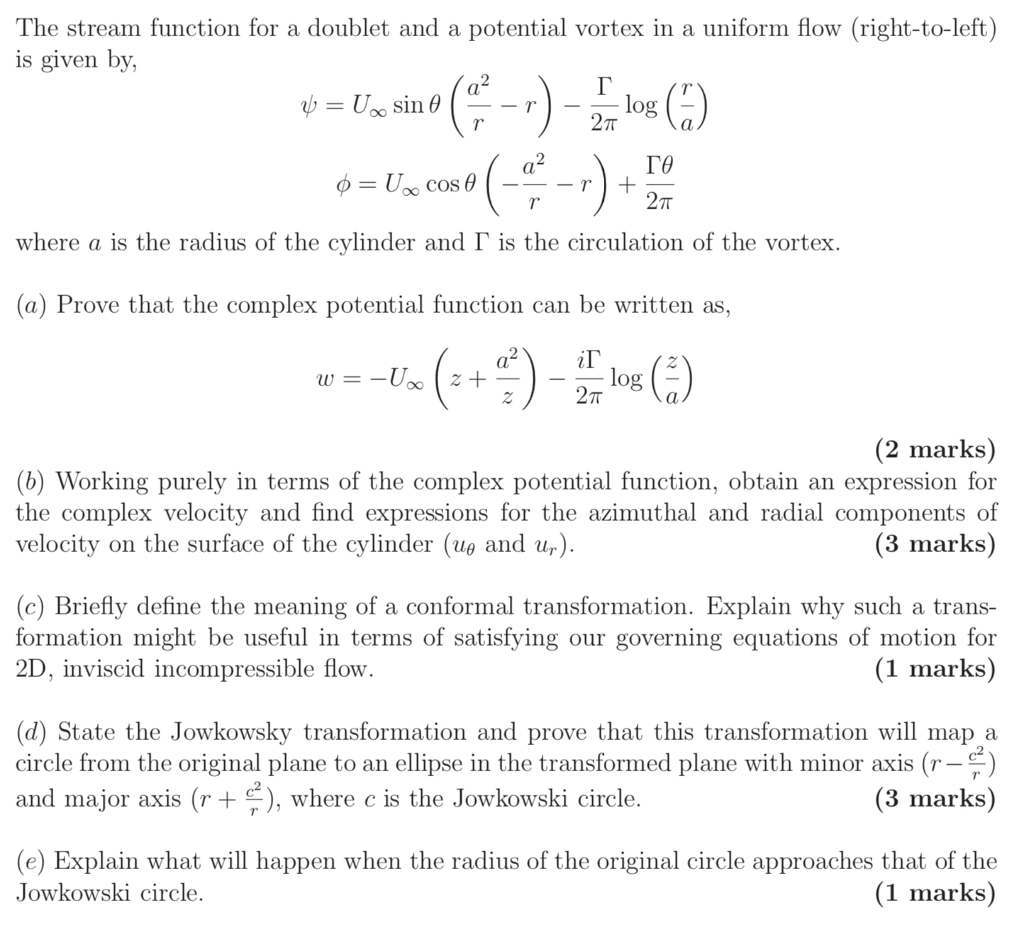 stream function of doublet vortex and uniform flow. | Chegg.com