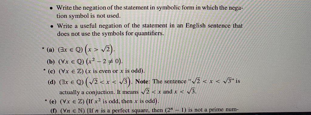 Write the negation of the statement in symbolic | Chegg.com