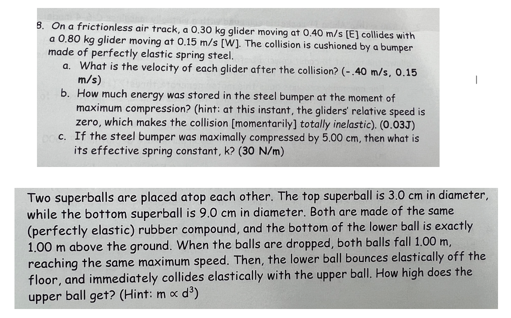 Solved 8. On a frictionless air track, a 0.30 kg glider | Chegg.com
