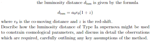 Solved the luminosity distance dium is given by the formula | Chegg.com