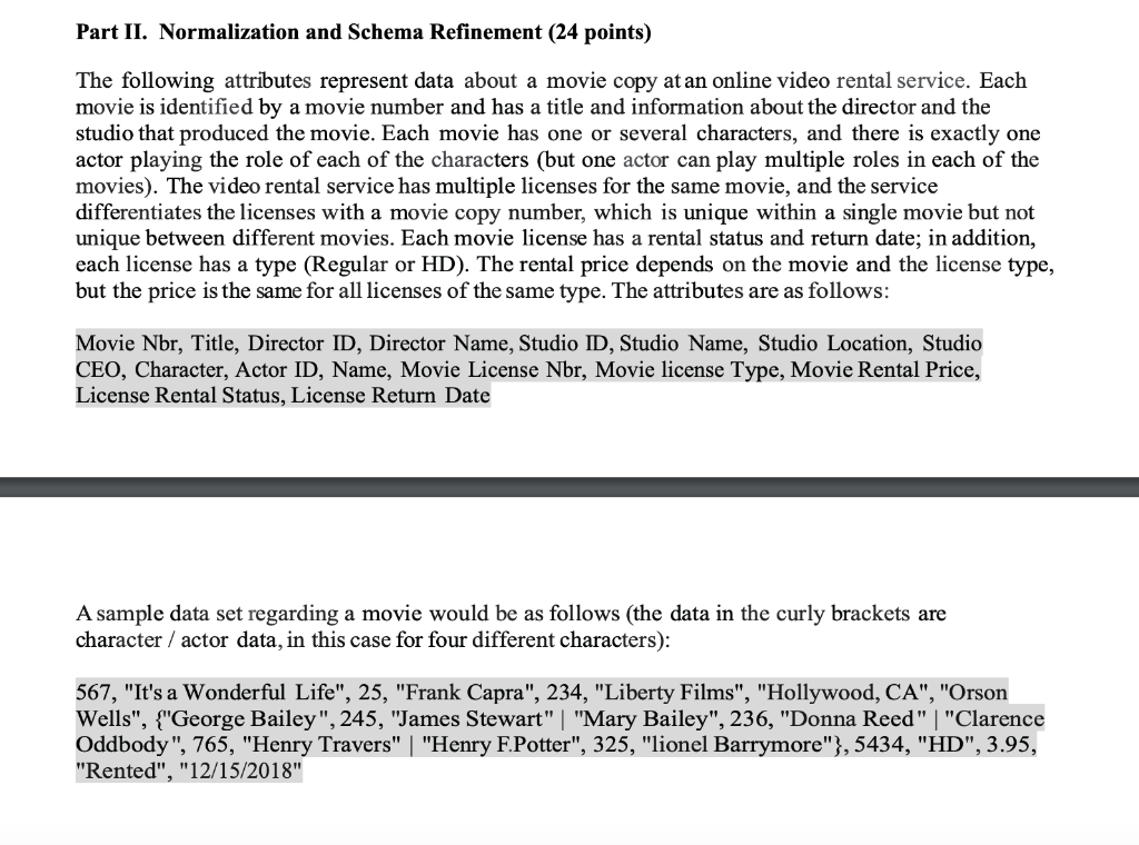 Part II. Normalization and Schema Refinement (24 | Chegg.com