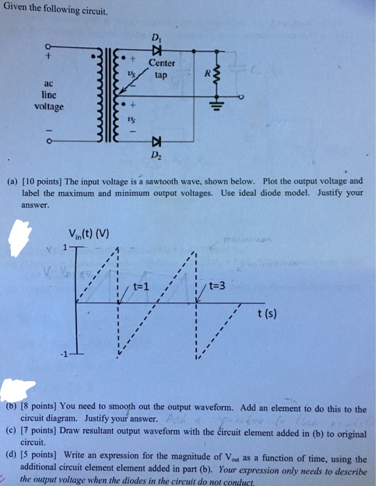 Solved Given the following circuit. The input voltage is a | Chegg.com
