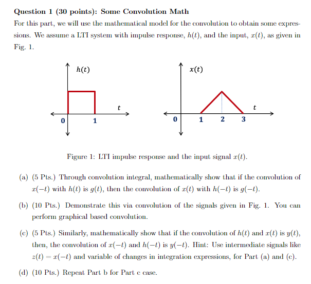 Solved Question 1 (30 points): Some Convolution Math For | Chegg.com