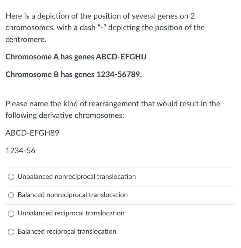 Solved Here is a depiction of the position of several genes | Chegg.com