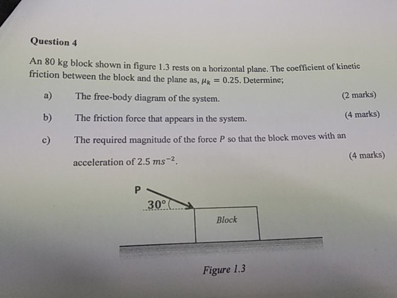 Solved Question 4 An 80 kg block friction between the block | Chegg.com