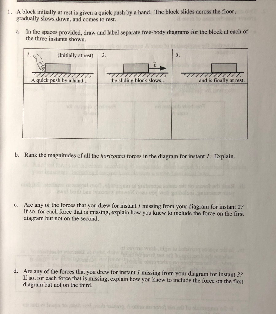 Solved A Block Initially At Rest Is Given A Quick Push By A 