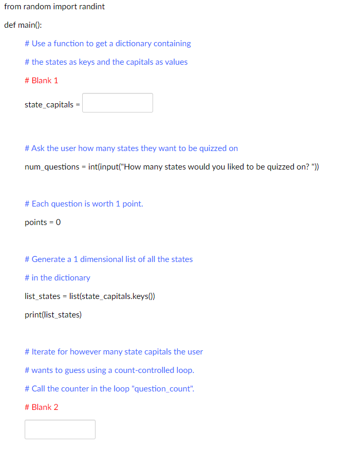 Solved from random import randint def main(): # Use a | Chegg.com