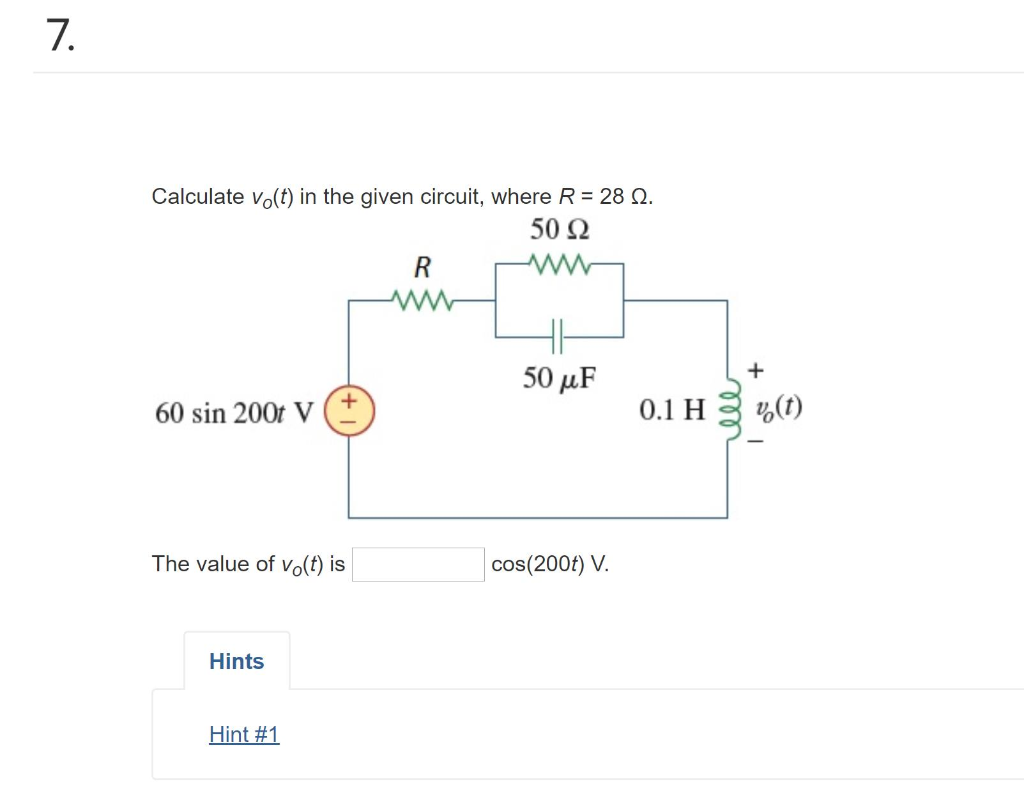 Solved z Calculate vo(t) in the given circuit, where R = 28 | Chegg.com