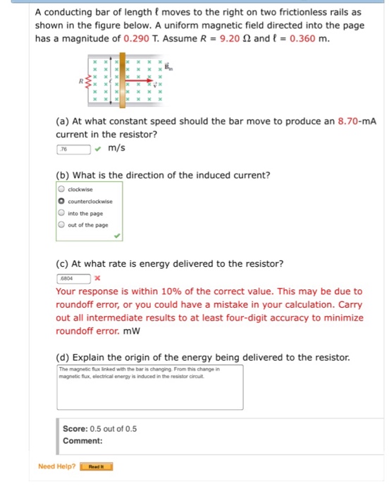 Solved A conducting bar of length l moves to the right on | Chegg.com