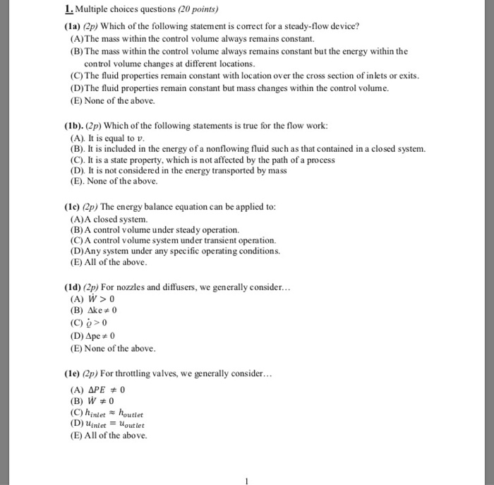 Solved L.Multiple choices questions (20 points) (1a) 2p) | Chegg.com