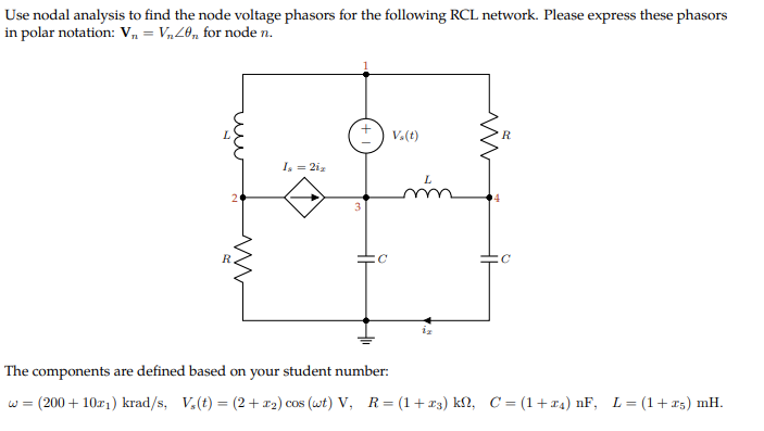Solved Use nodal analysis to find the node voltage phasors | Chegg.com