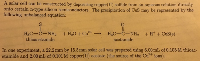 Solved What is the molar concentration of thioacetamide and | Chegg.com