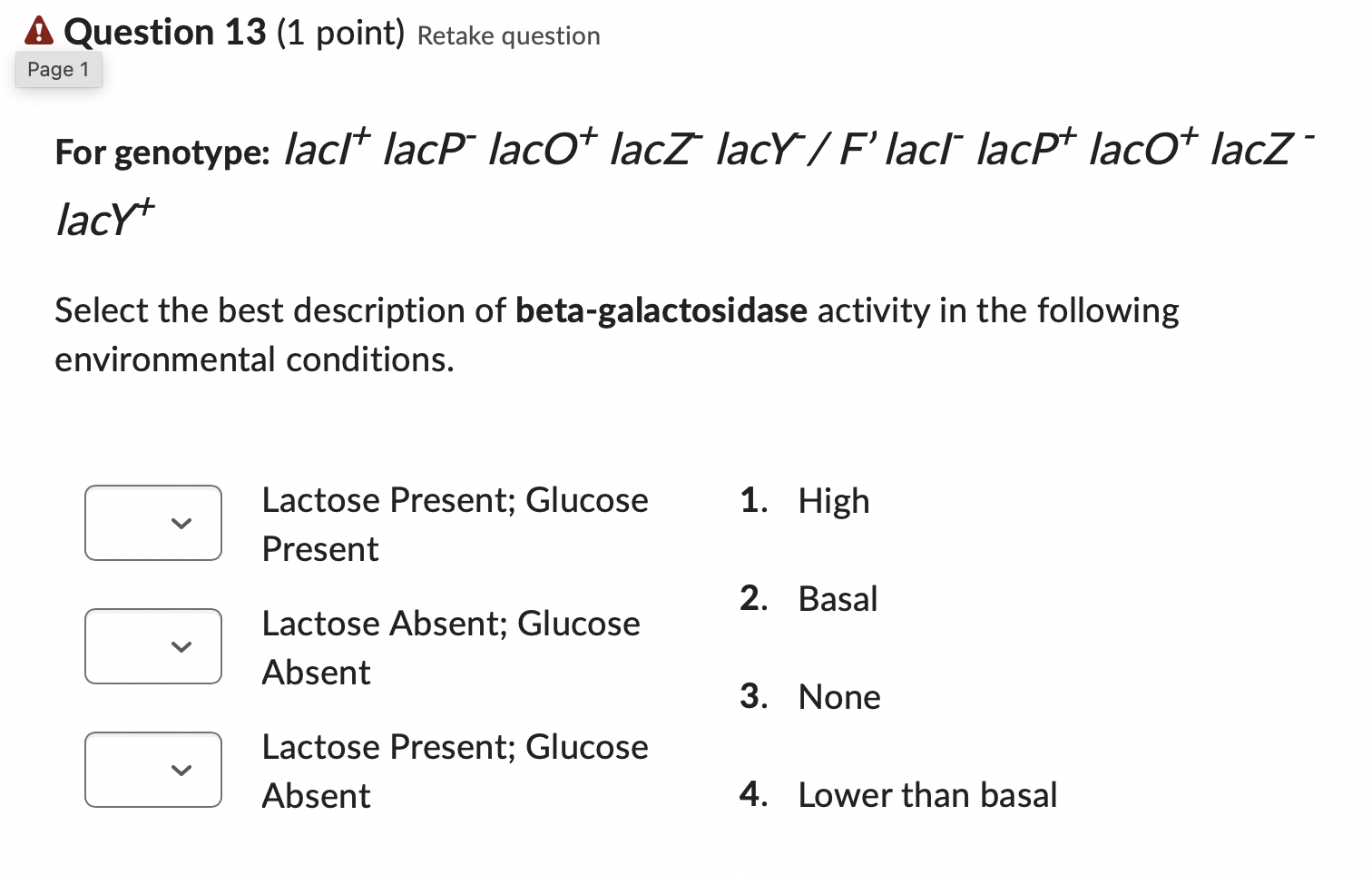 Solved For genotype: lacl +lacP−lacO +lacZ Z−lacY /F′ lacl | Chegg.com