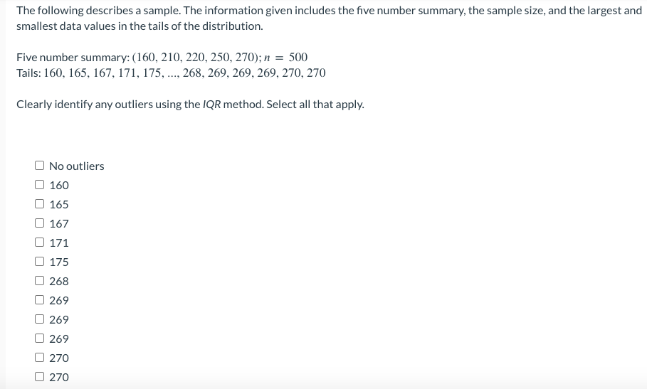 Solved The following describes a sample. The information | Chegg.com