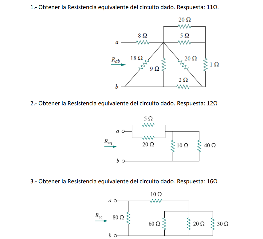 Solved 1.- ﻿Obtener la ﻿Resistencia equivalente del circuito | Chegg.com