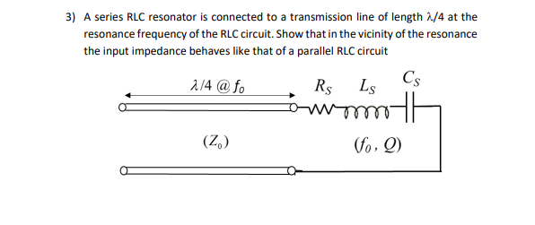 Solved A series RLC resonator is connected to a transmission | Chegg.com