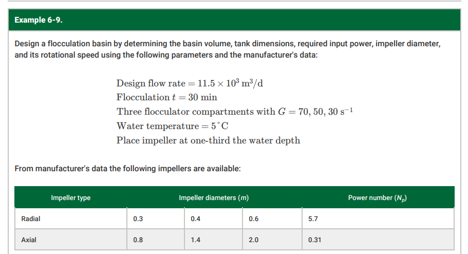 Solved Design a flocculation basin by determining the basin | Chegg.com