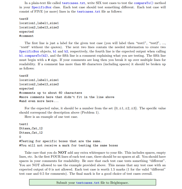 Solved a In a plain-text file called testcases.txt, write | Chegg.com