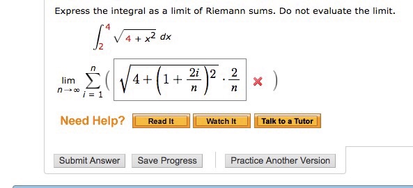 Solved Express the integral as a limit of Riemann sums. Do | Chegg.com
