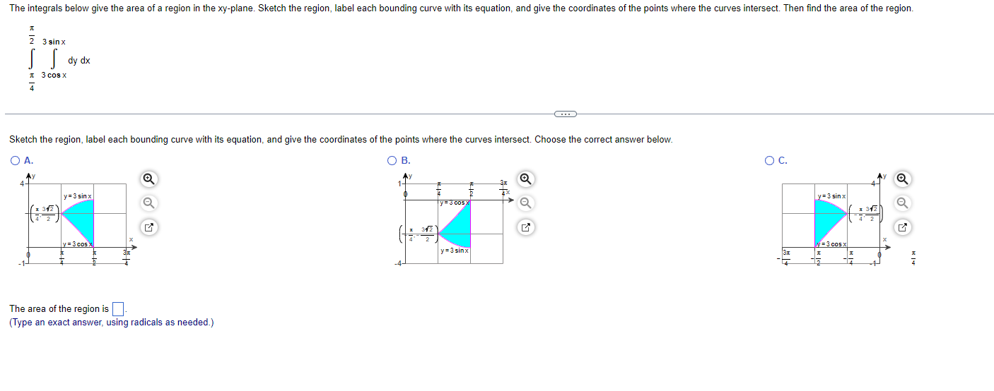 Solved Sketch the region, label each bounding curve with its | Chegg.com