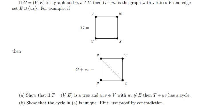 Solved If G = (V. E) is a graph and u, v E V then G+uv is | Chegg.com