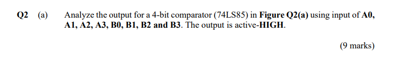 Solved Q2 (a) Analyze the output for a 4-bit comparator | Chegg.com