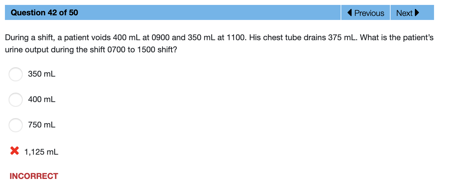 Solved Question 42 of 50 Previous Next During a shift, a | Chegg.com